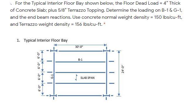 Solved For the Typical Interior Floor Bay shown below, the | Chegg.com