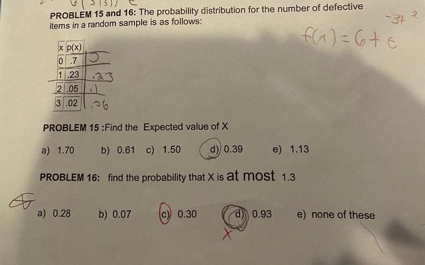 Solved PROBLEM 15 and 16: The probability distribution for | Chegg.com