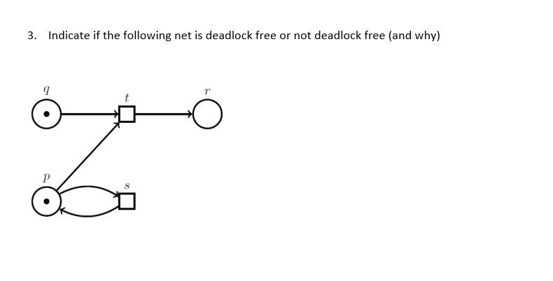 Solved 3. Indicate if the following net is deadlock free or | Chegg.com