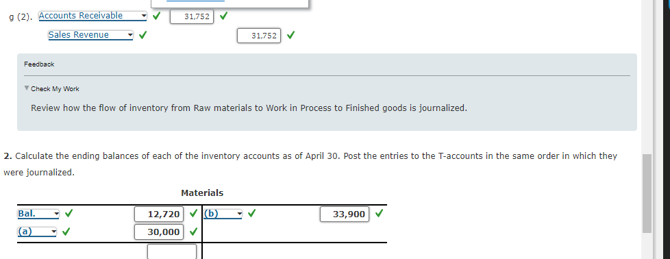 Solved Check My Work Review how the flow of inventory | Chegg.com