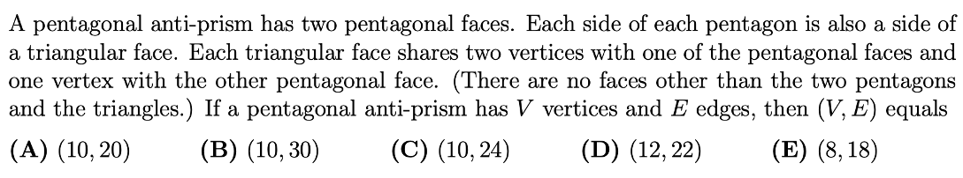 Solved A pentagonal anti-prism has two pentagonal faces. | Chegg.com