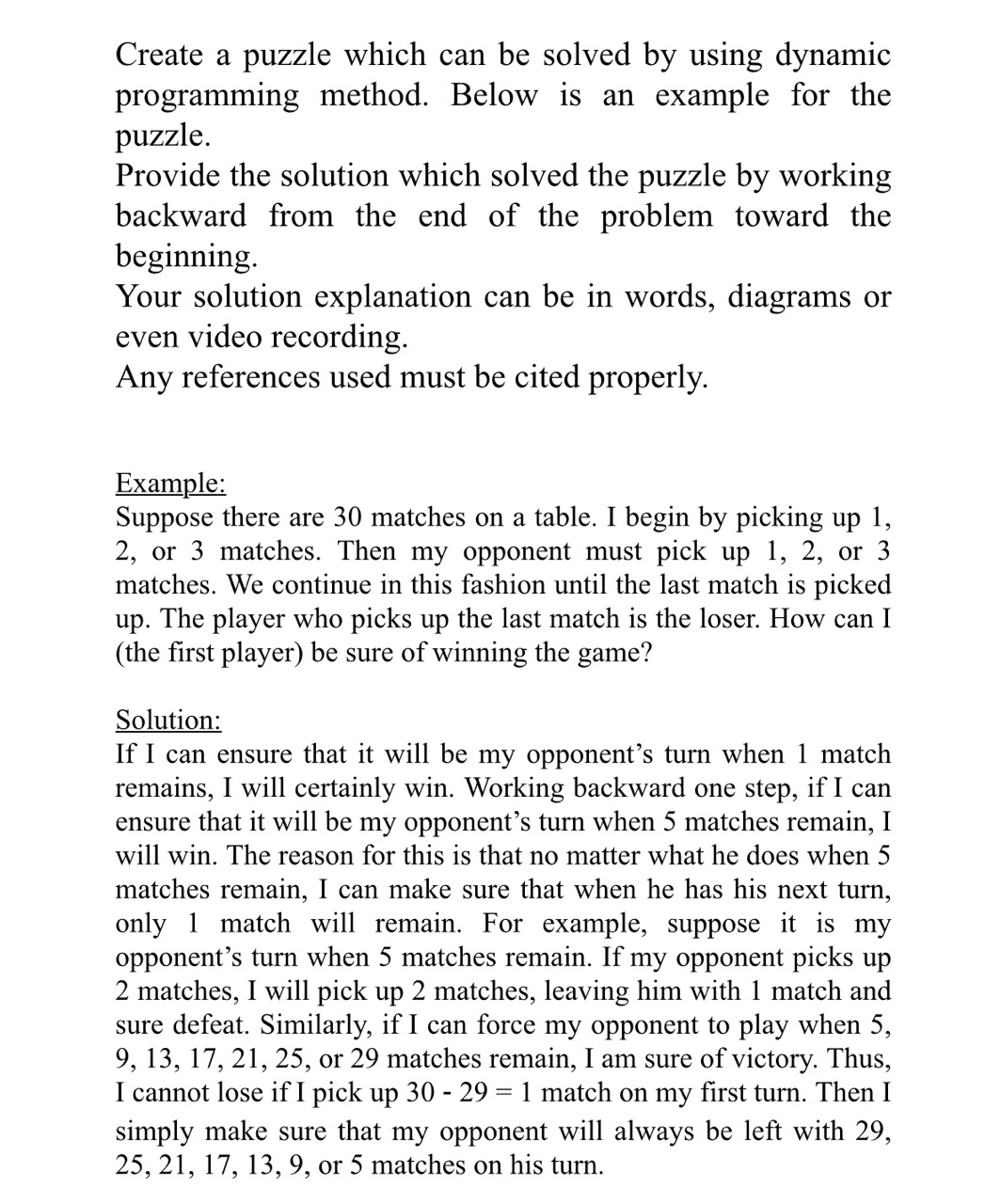 Solved Create a puzzle which can be solved by using dynamic | Chegg.com