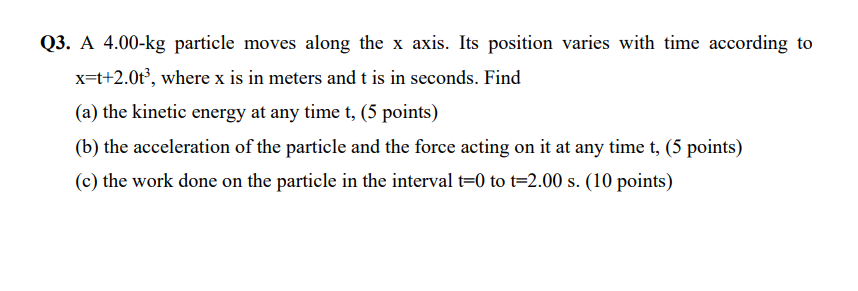 Solved Q3. A 4.00−kg particle moves along the x axis. Its | Chegg.com