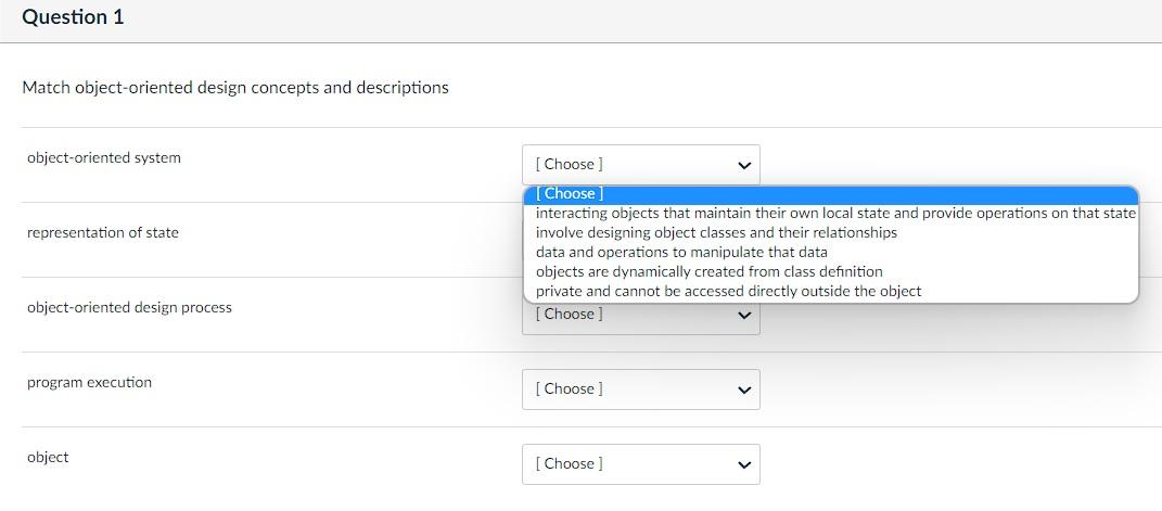 Solved Match object-oriented design concepts and | Chegg.com
