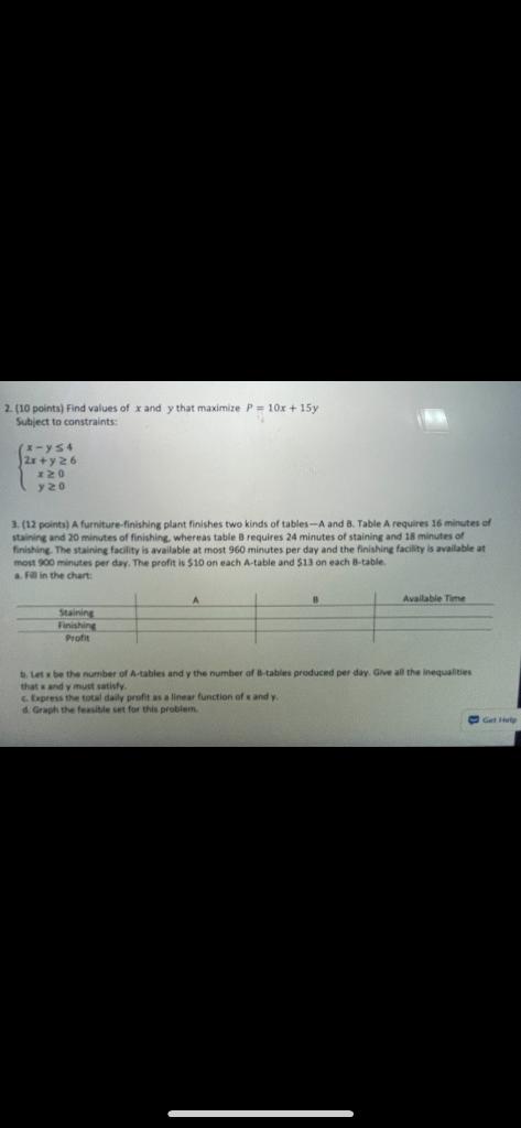 Solved 2. (10 points) find values of x and y that maximize | Chegg.com