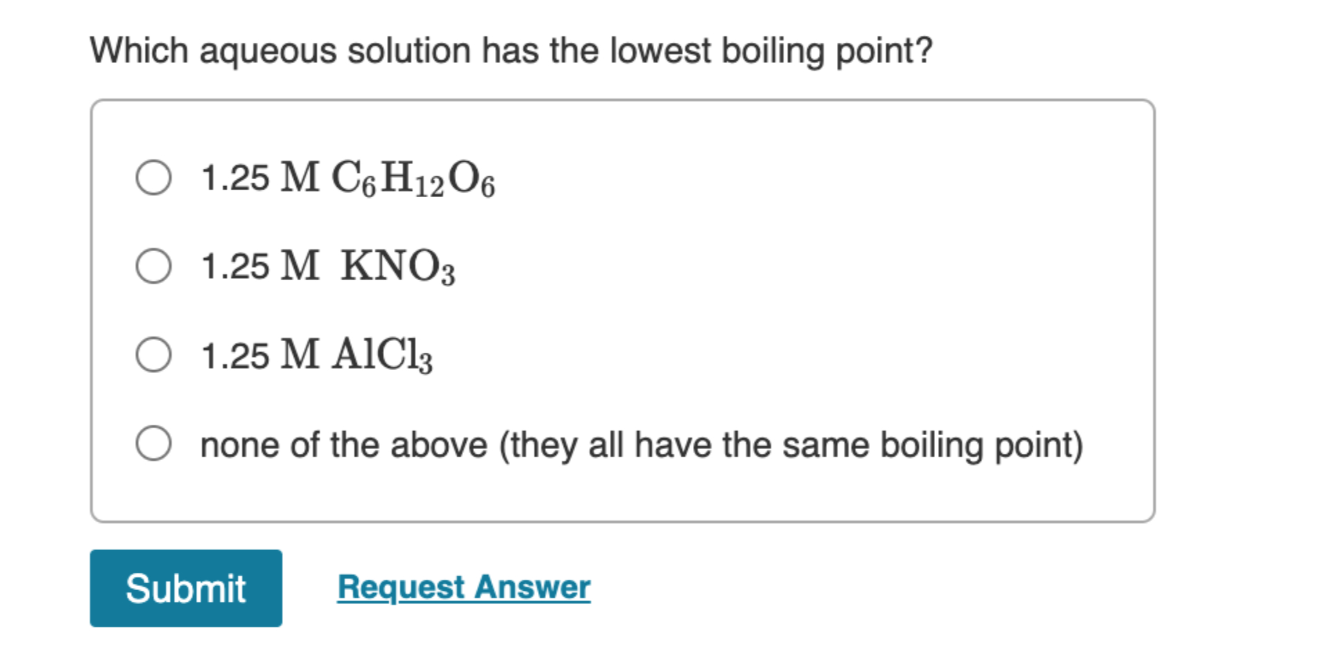 Solved Which aqueous solution has the lowest boiling | Chegg.com