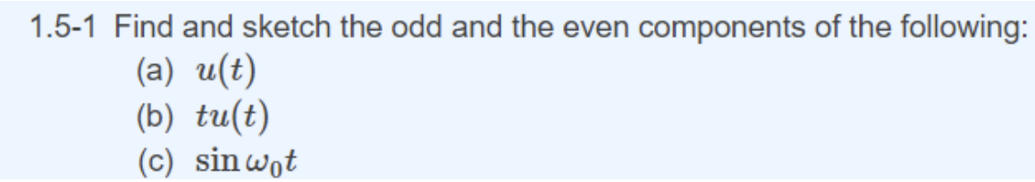Solved 1.5-1 ﻿Find and sketch the odd and the even | Chegg.com