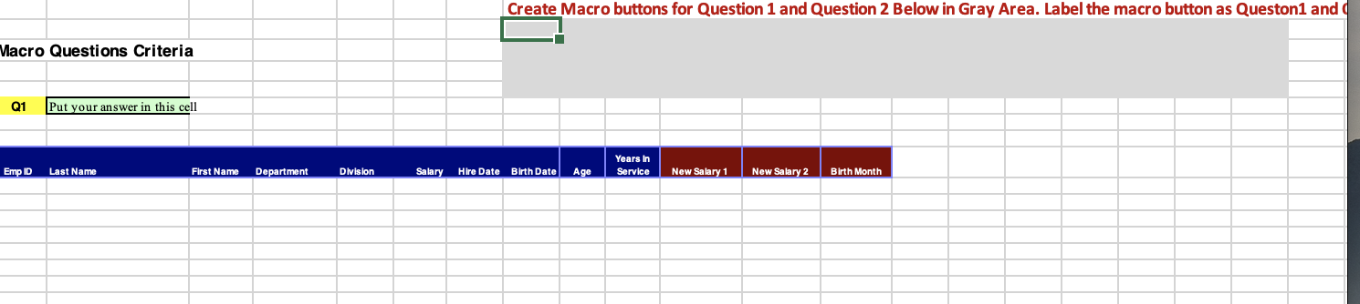Solved Record a macro, QUESTION1, which will ask the user | Chegg.com