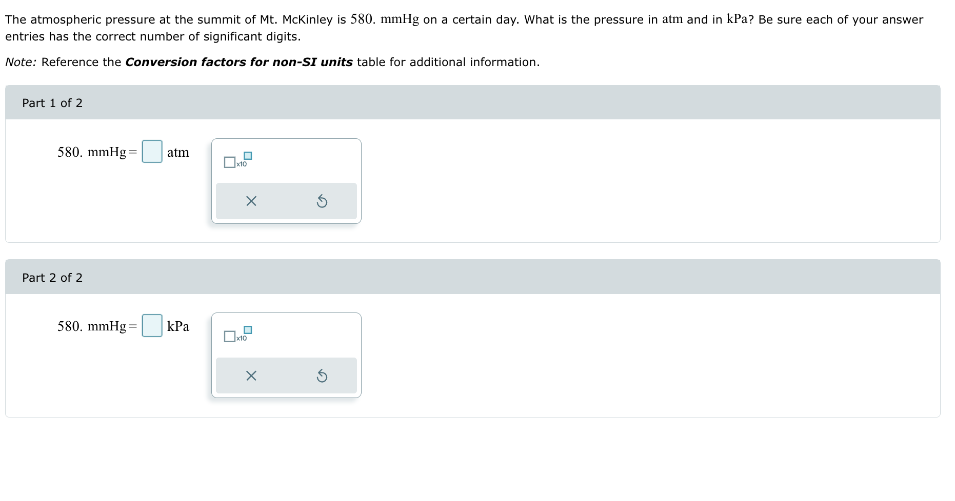 Solved The atmospheric pressure at the summit of Mt. | Chegg.com