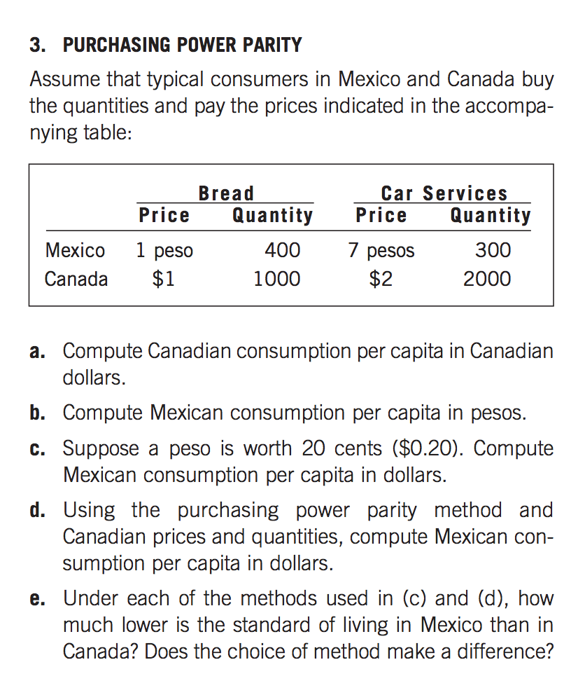 Solved 3. PURCHASING POWER PARITY Assume that typical | Chegg.com