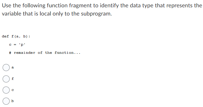 Solved Review the following function to identify the | Chegg.com