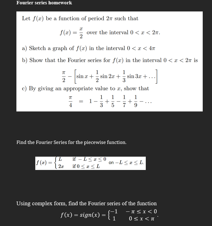 Solved Let F X Be A Function Of Period 2π Such That F X 2x