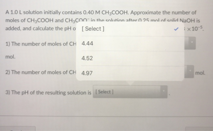 Solved A 1.0 L solution initially contains 0.40 M CH3COOH. | Chegg.com