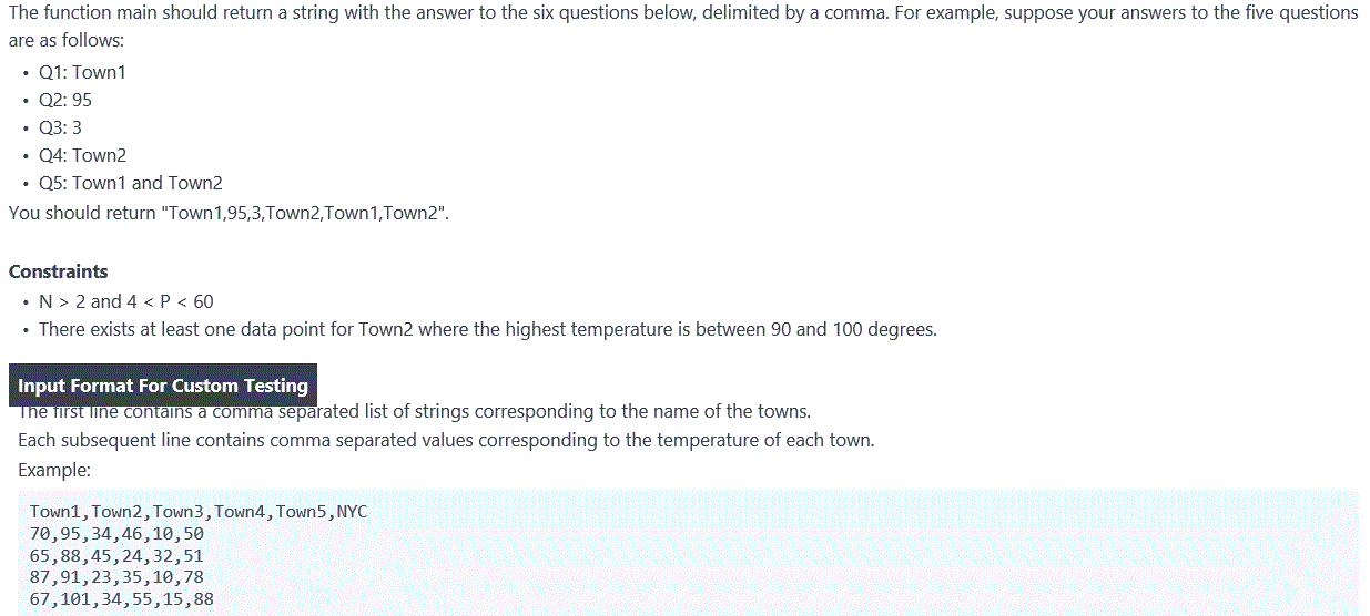 Solved ☆ Daily Temperature By Town You are given the daily | Chegg.com