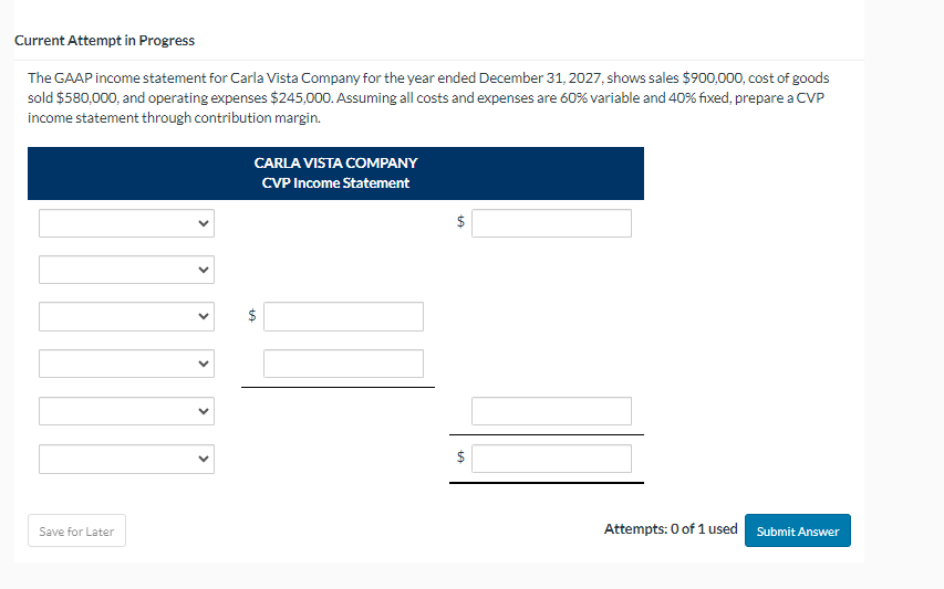 Solved Current Attempt in Progress The GAAP income statement | Chegg.com