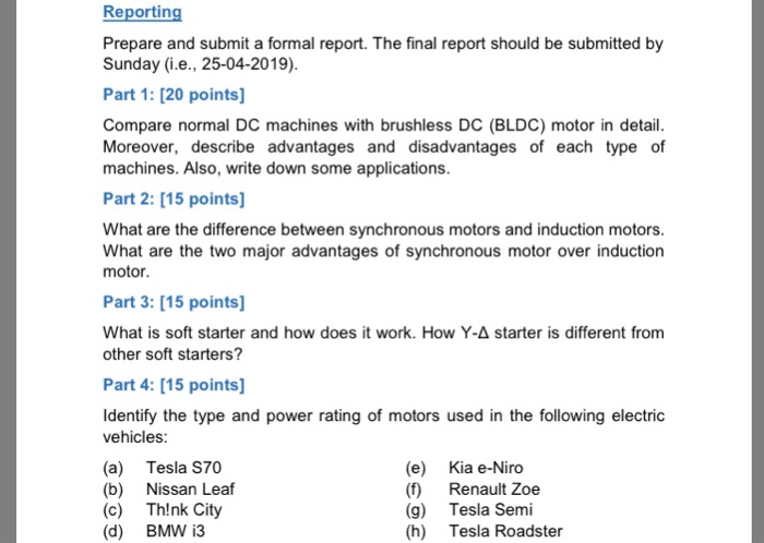 Solved Reportin Prepare and submit a formal report. The | Chegg.com