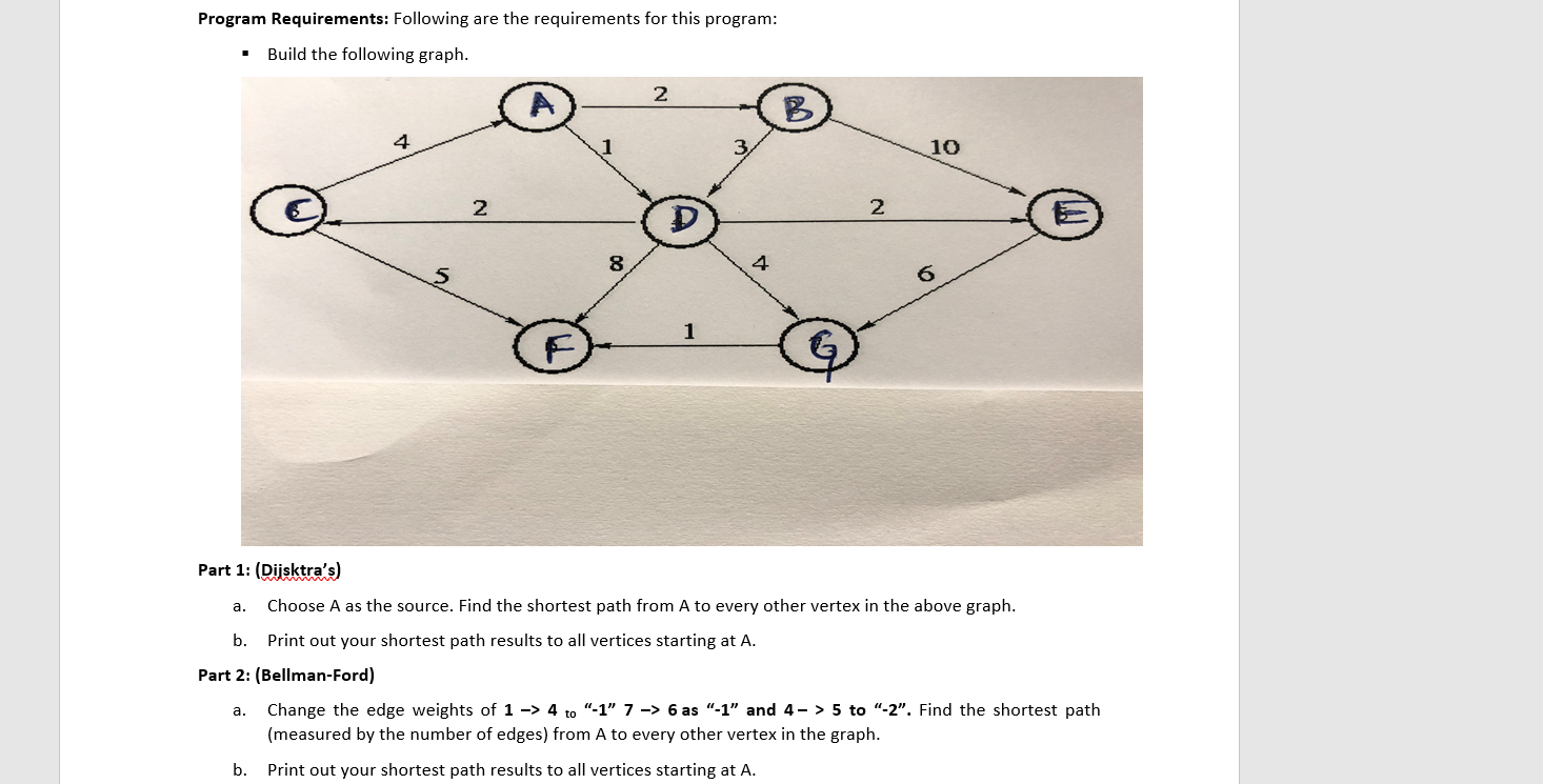 Solved Implement the shortest path problem using Dijsktra | Chegg.com Solved Implement the shortest path problem using Dijsktra | Chegg.com