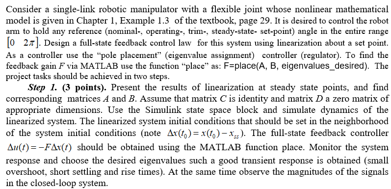 Consider a single-link robotic manipulator with a | Chegg.com
