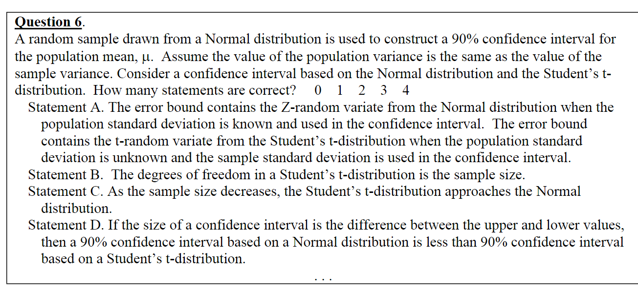 Solved Question 6. A random sample drawn from a Normal | Chegg.com