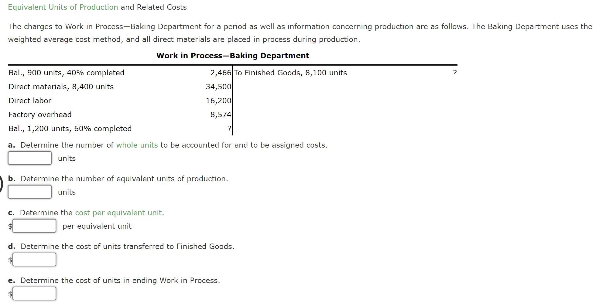 Solved Equivalent Units of Production and Related Costs The | Chegg.com