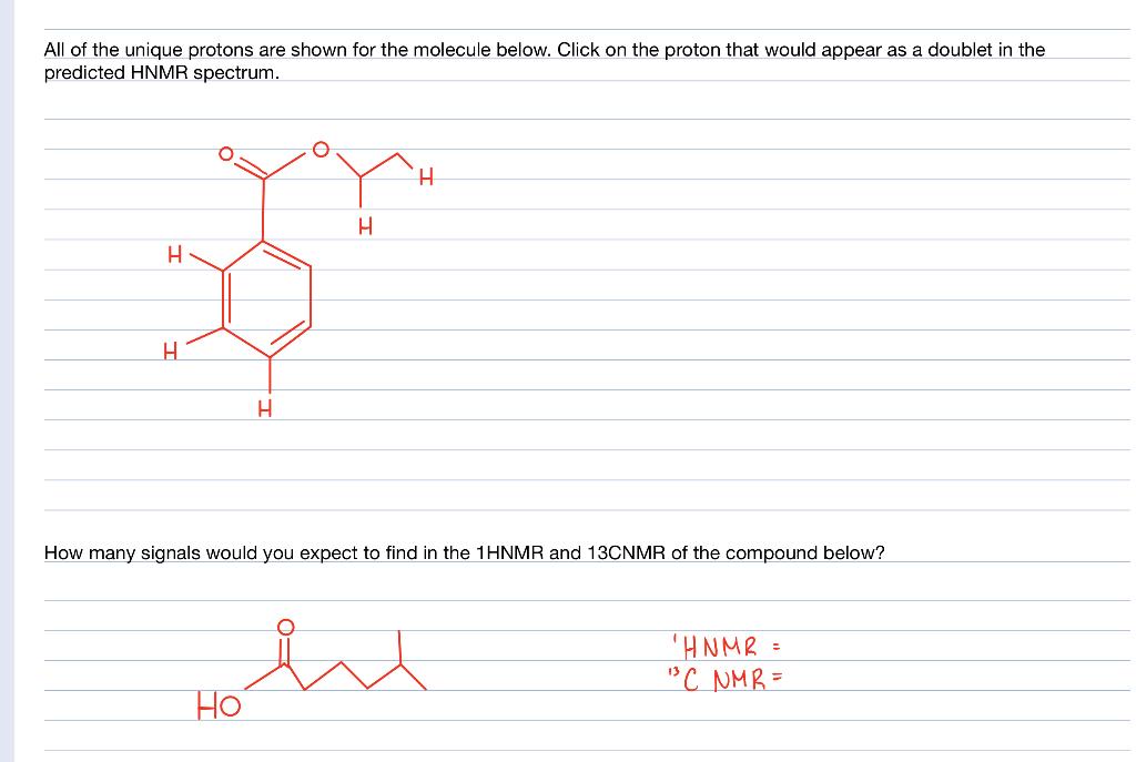 Solved All of the unique protons are shown for the molecule | Chegg.com