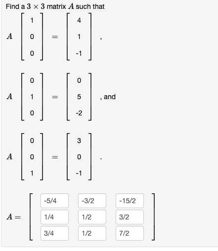 Solved Find a 3 x 3 matrix A such that A = -1 0 A 1 = 5 and | Chegg.com