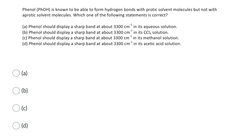 Solved Phenol (PhoH) is known to be able to form hydrogen | Chegg.com