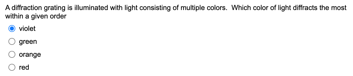 Solved A diffraction grating is illuminated with light | Chegg.com