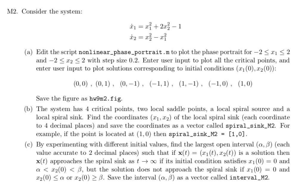 The MATLAB script nonlinear-phase-portrait.m plots | Chegg.com