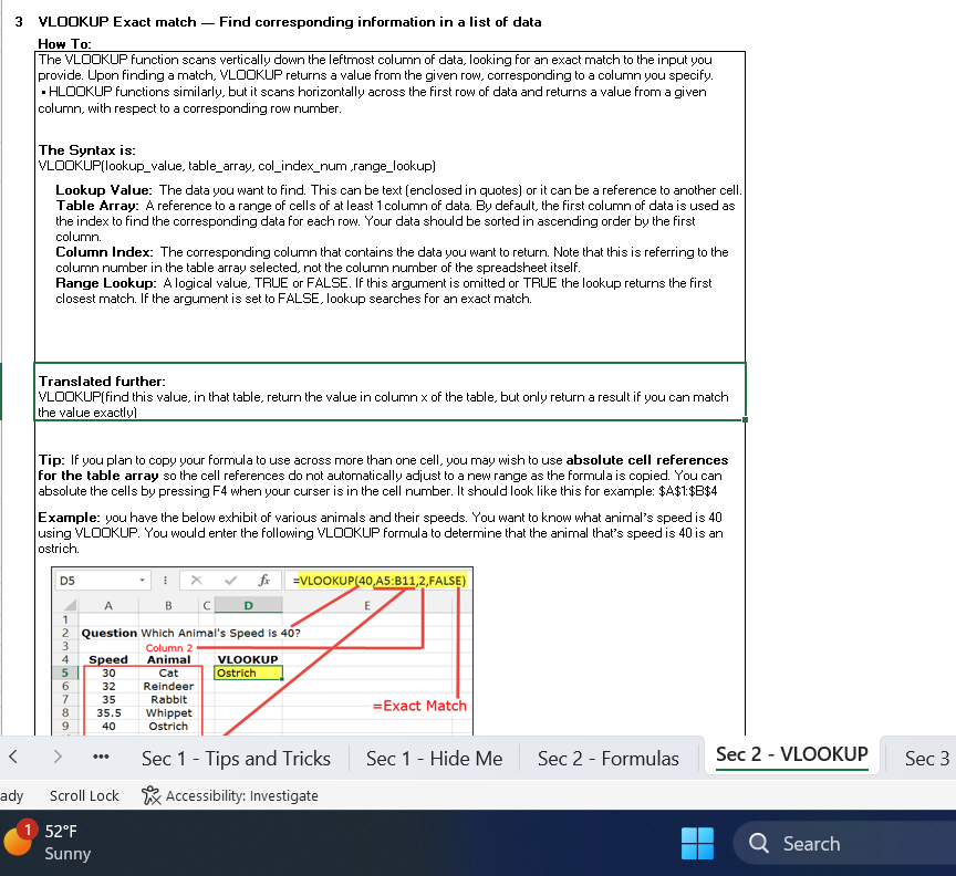 How To: The VLDQKUP function scans vertically down | Chegg.com