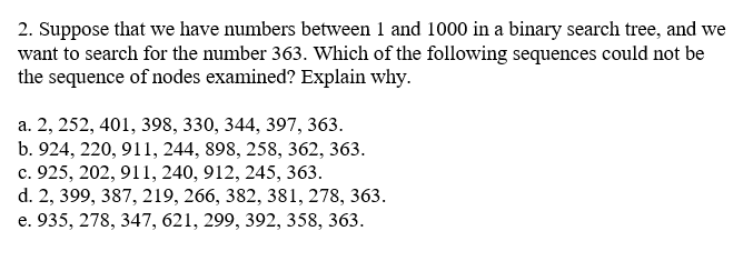 Solved 2. Suppose that we have numbers between 1 and 1000 in | Chegg.com