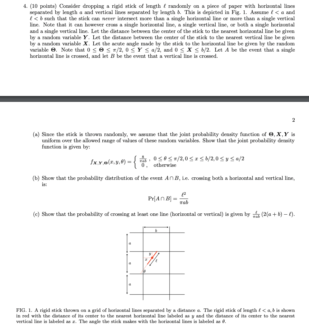 Solved 4. (10 points) Consider dropping a rigid stick of | Chegg.com