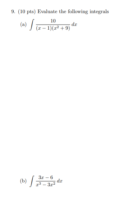 Solved (10 ﻿pts) ﻿Evaluate the following | Chegg.com