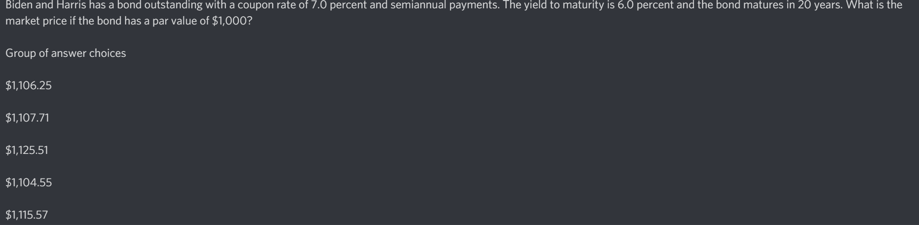 Solved Biden and Harris has a bond outstanding with a coupon | Chegg.com