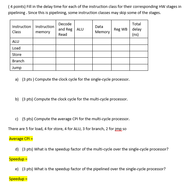 Solved 4) (21 points) Compare the performance of a | Chegg.com