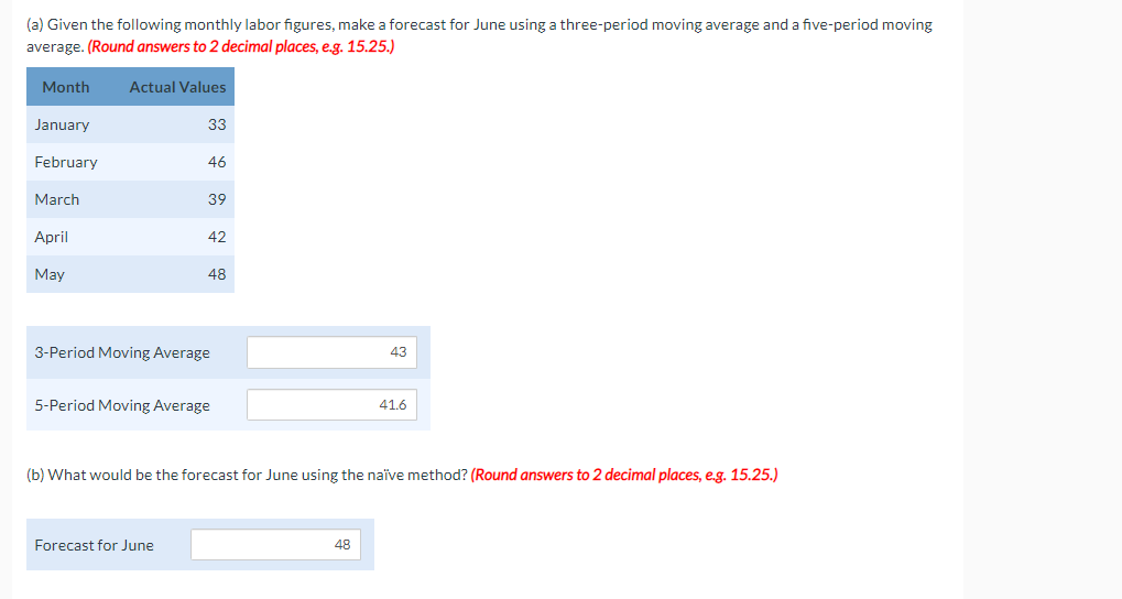 Solved (a) Given the following monthly labor figures, make a | Chegg.com
