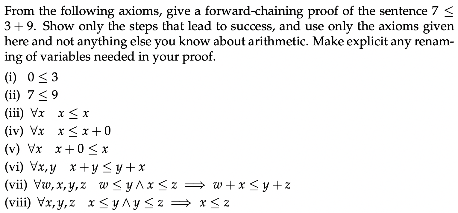 Solved From the following axioms, give a forward-chaining | Chegg.com