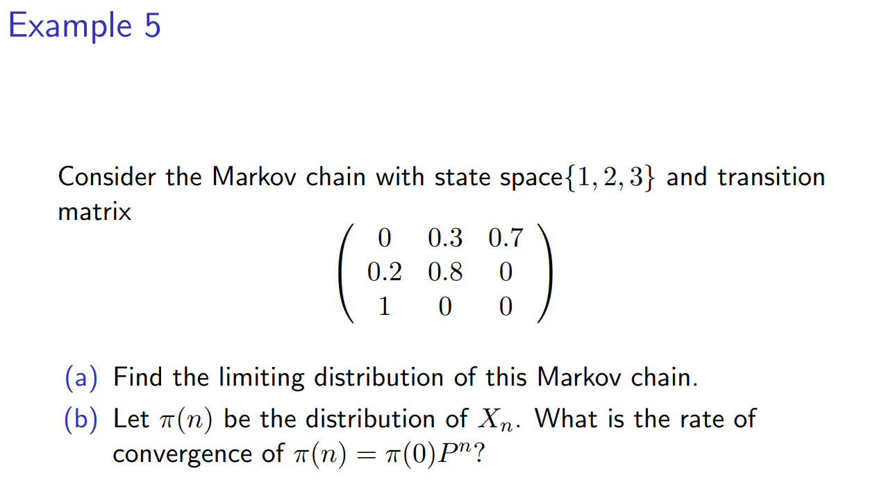 Example 5 Consider the Markov chain with state space | Chegg.com