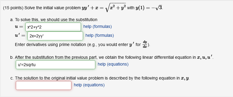 Solved (15 ﻿points) ﻿Solve the initial value problem | Chegg.com