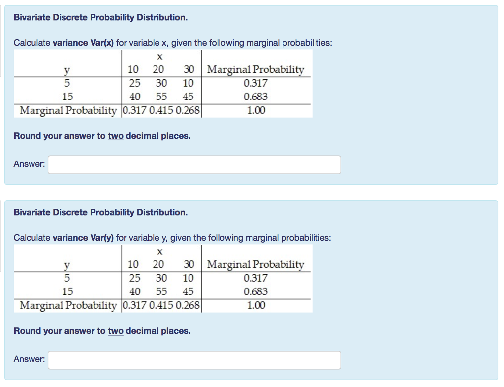 Solved Bivariate Discrete Probability Distribution. | Chegg.com