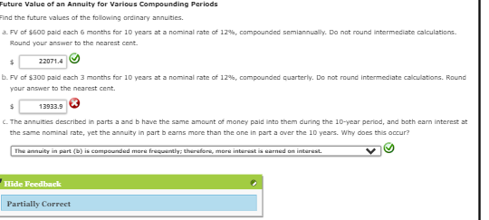 Solved Future Value Of An Annulty For Various Compounding