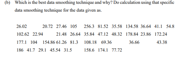 Solved (b) Which is the best data smoothing technique and | Chegg.com