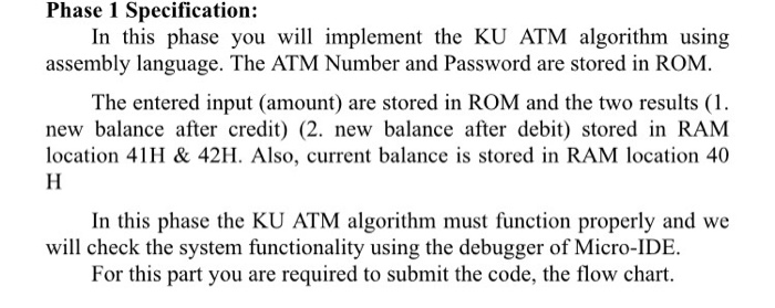 In this phase you will implement the KU ATM algorithm | Chegg.com