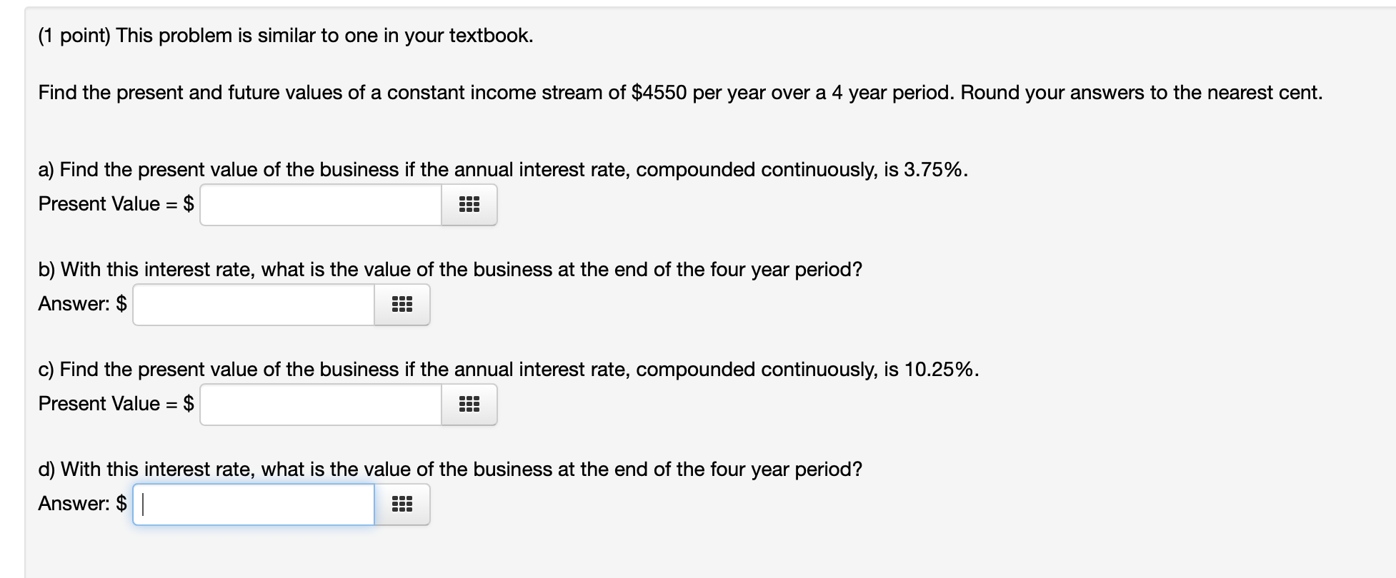 Solved (1 point) This problem is similar to one in your | Chegg.com