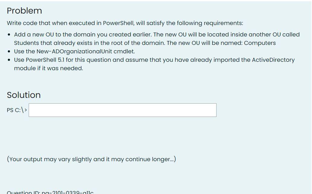 Solved Problem Write Code That When Executed In Powershell 4492