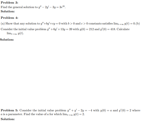 Solved Problem 3: Find the general solution to | Chegg.com