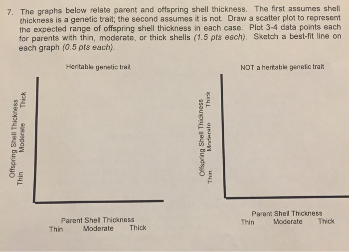 Solved 7. The graphs below relate parent and offspring shell | Chegg.com