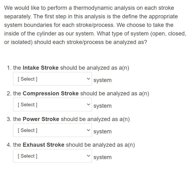 Solved intake valve open air-fuel mixture Four-stroke cycle | Chegg.com