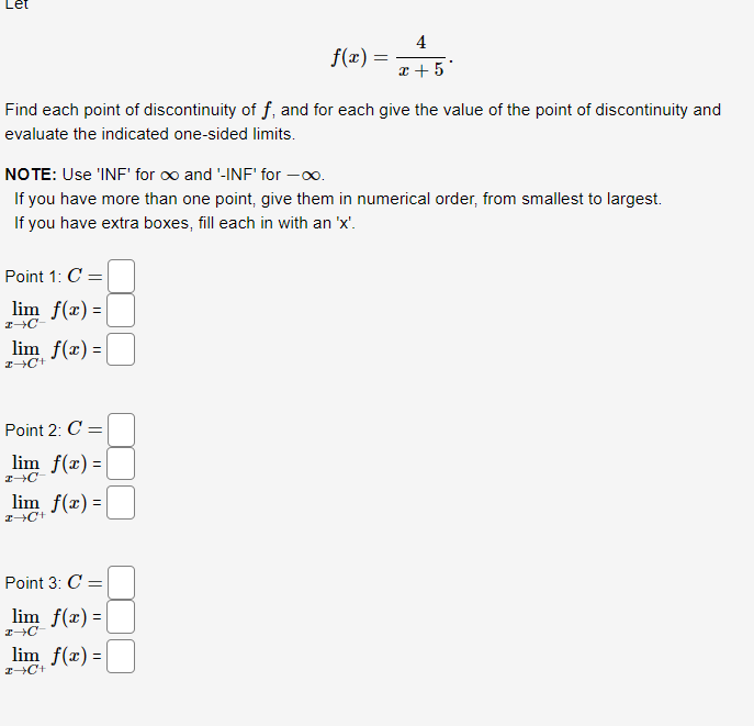 Solved f(x)=x+54. Find each point of discontinuity of f, and | Chegg.com
