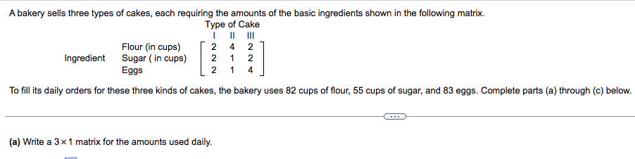 Solved A bakery sells three types of cakes, each requiring | Chegg.com